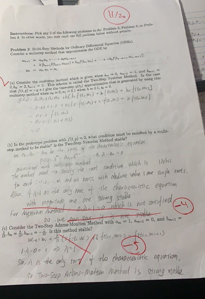 Problem 2: Multistep-Step Methods for Ordinary | Chegg.com