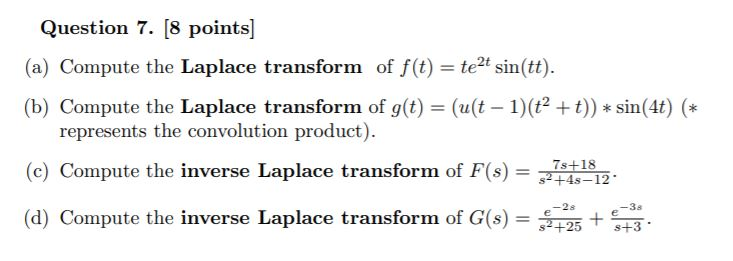 Solved (a) Compute the Laplace transform of f(t) = te^2t | Chegg.com