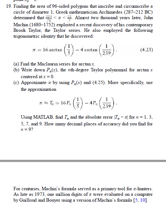 Solved 19. Finding the area of 96-sided polygons that | Chegg.com