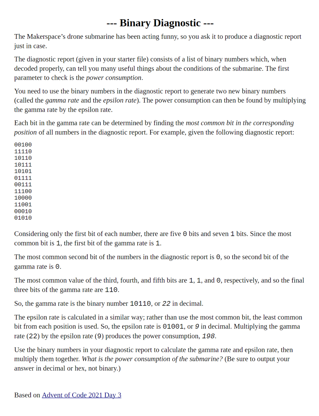 Solved --- ﻿Binary Diagnostic ---The Makerspace's drone | Chegg.com