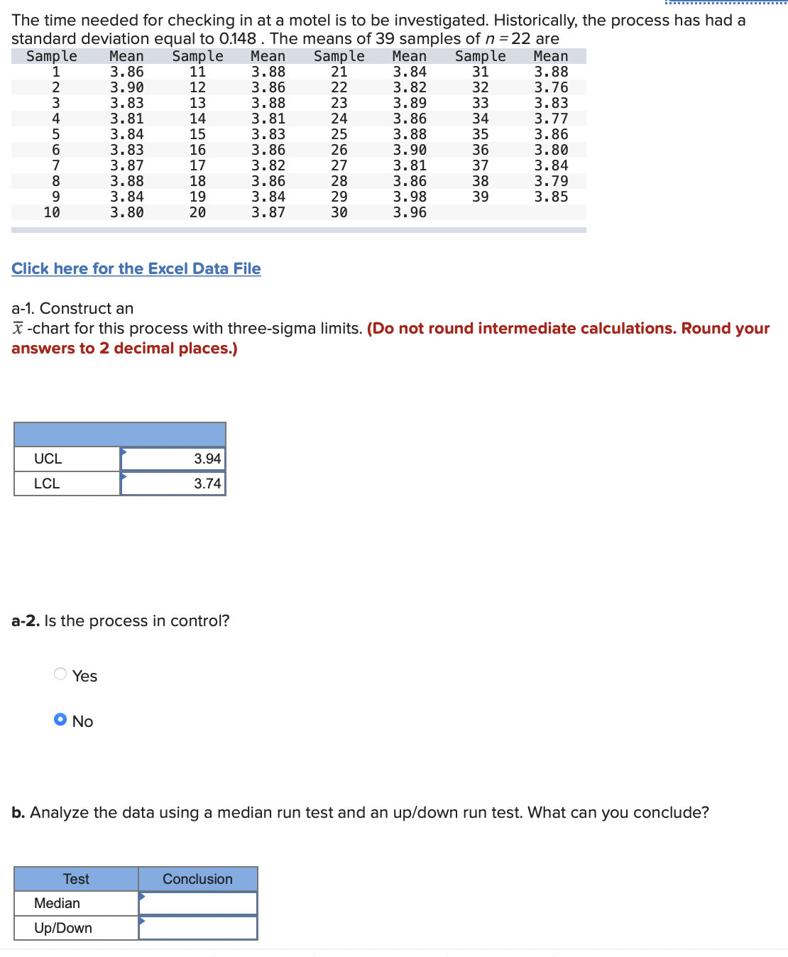 Solved The time needed for checking in at a motel is to be | Chegg.com