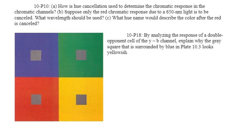 10-P10: (a) How is hue cancellation used to determine | Chegg.com