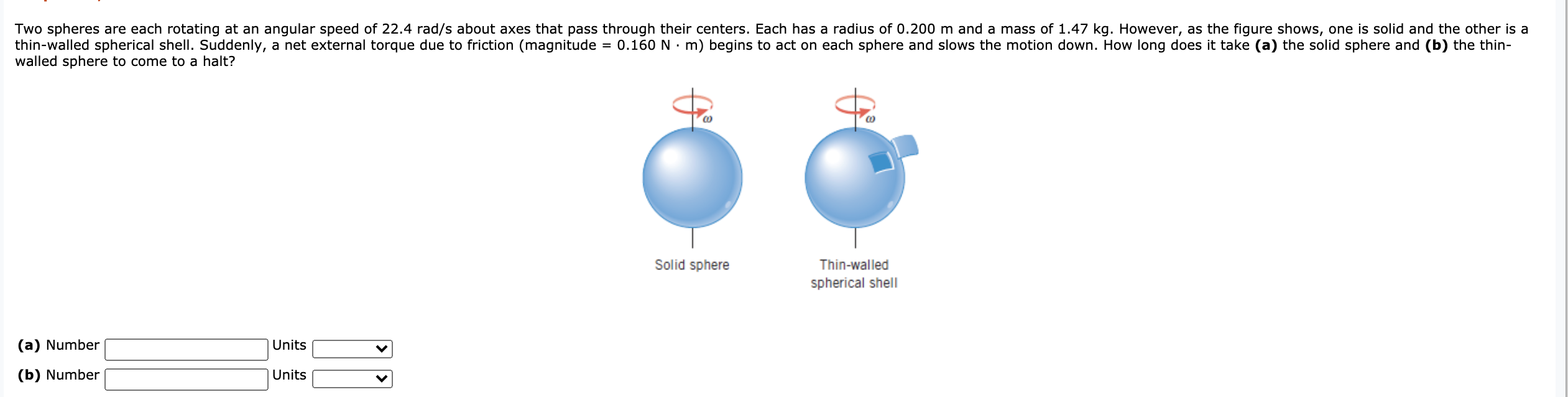 Solved Two spheres are each rotating at an angular speed of | Chegg.com