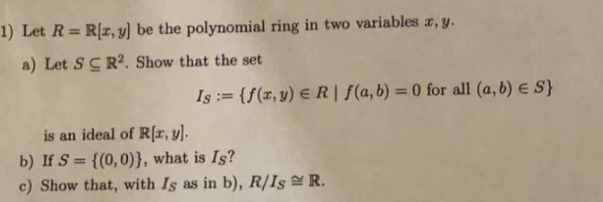 Solved 1) Let R = R(x, y) be the polynomial ring in two | Chegg.com