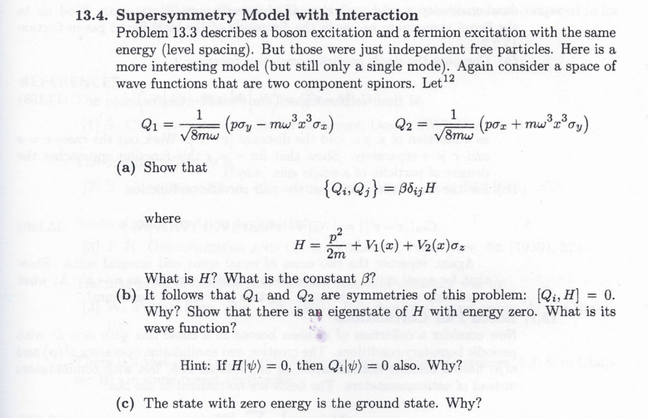 Solved 13.4. ﻿Supersymmetry Model with InteractionProblem | Chegg.com