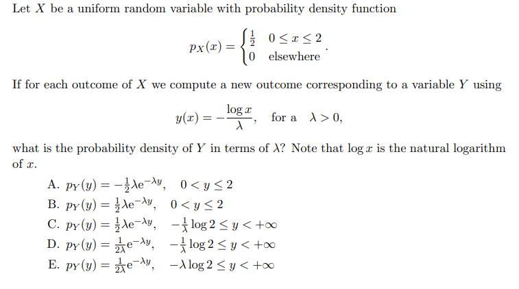 Solved Let X be a uniform random variable with probability | Chegg.com