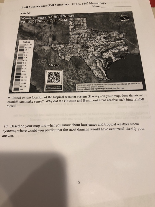 LAB S Hurricanes (Fall Semester) GEOL-1447 | Chegg.com