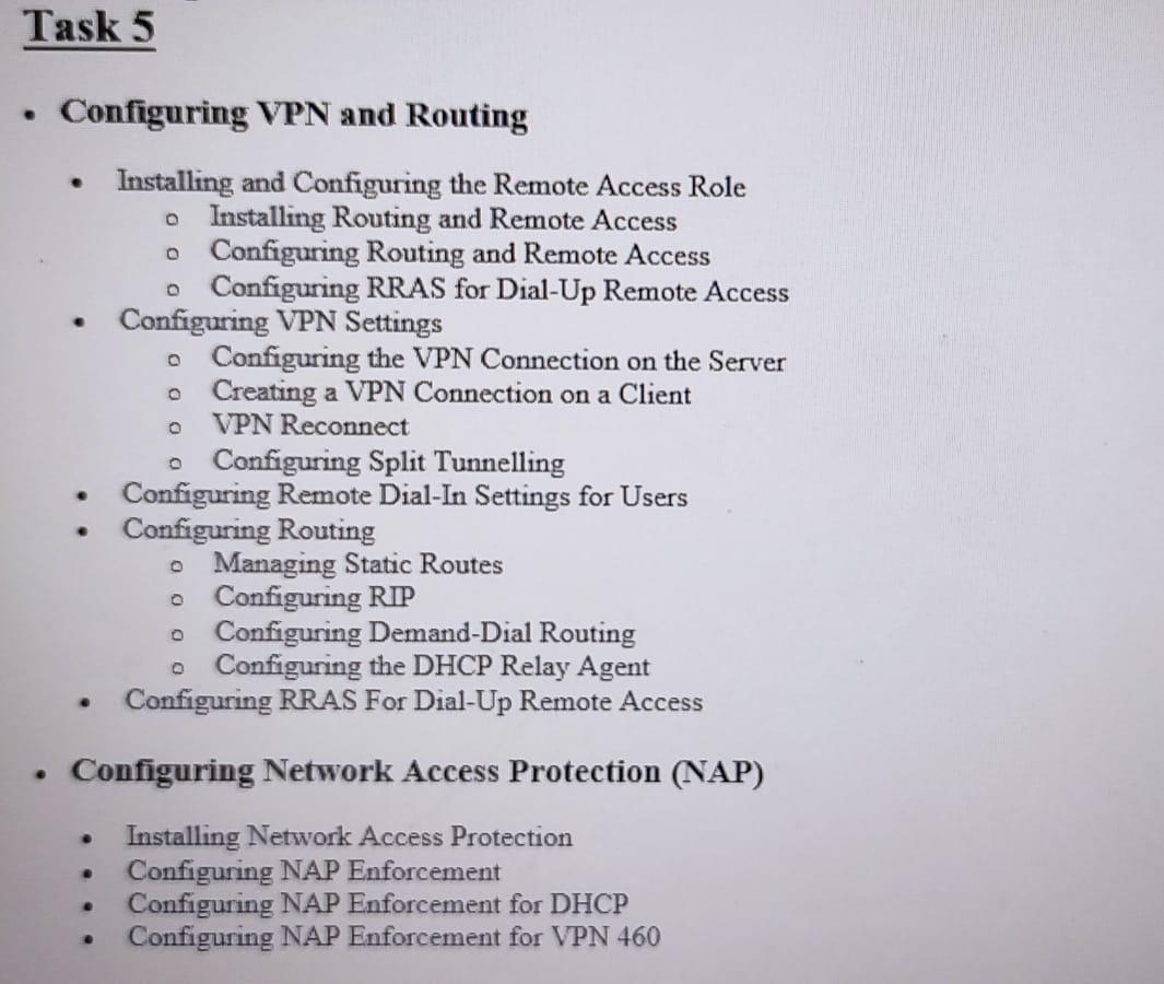 Solved Task 5 • Configuring VPN and Routing a o Installing | Chegg.com