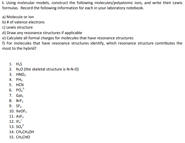 Solved 1. Using molecular models, construct the following | Chegg.com