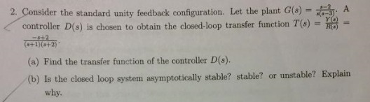 Solved 2. Consider the standard unity feedback | Chegg.com
