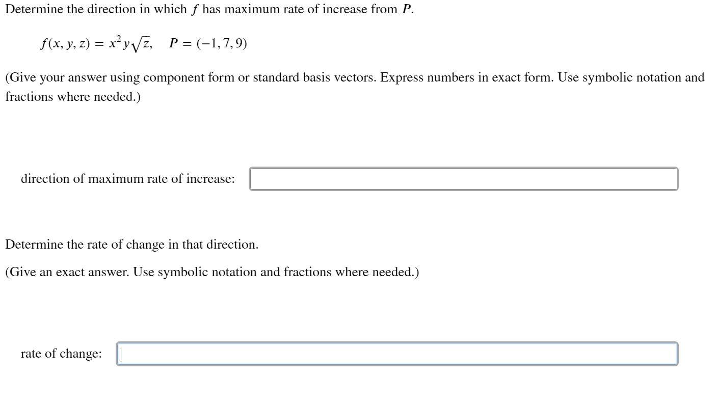 Solved Determine the direction in which f has maximum rate | Chegg.com