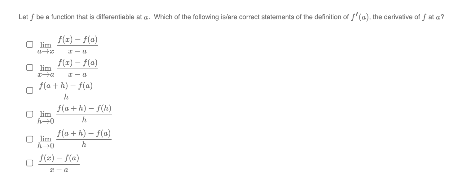 Solved Let f be a function that is differentiable at a. | Chegg.com