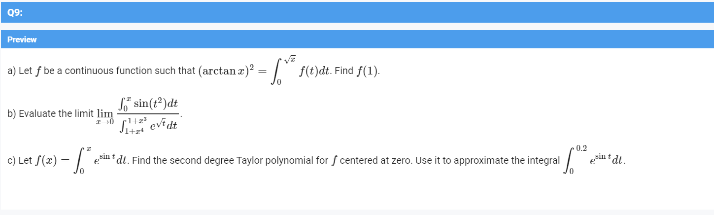 Solved Q9: Preview a) Let f be a continuous function such | Chegg.com