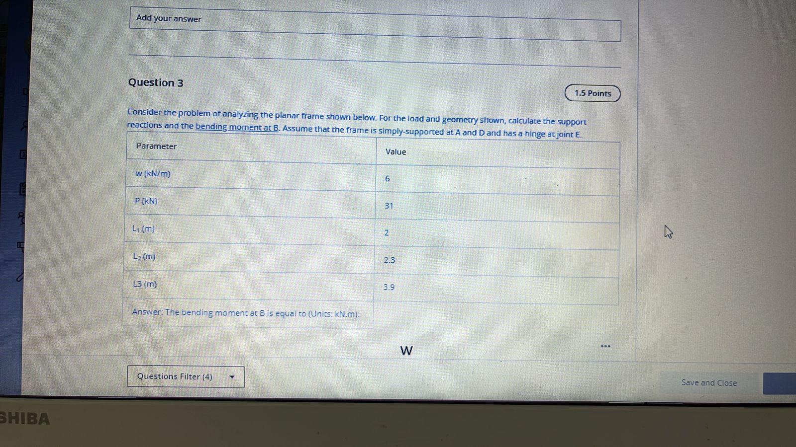 Solved Consider the problem of analyzing the planar frame | Chegg.com