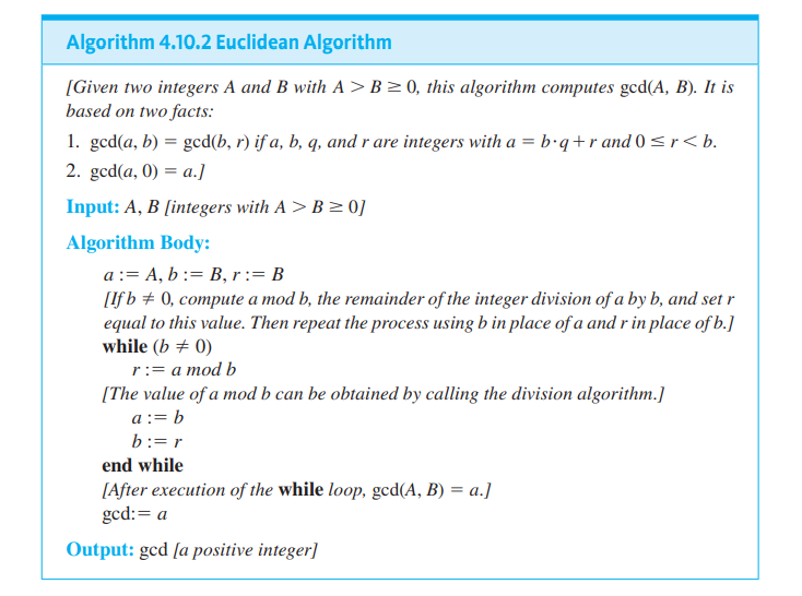 Solved Algorithm 4.10.2 Euclidean Algorithm [Given two | Chegg.com