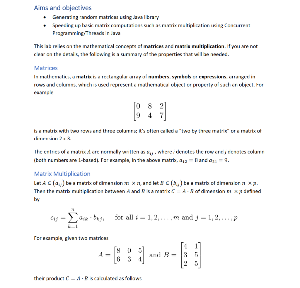Solved Aims and objectives Generating random matrices using | Chegg.com