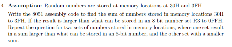 Solved Assumption: Random numbers are stored at memory | Chegg.com