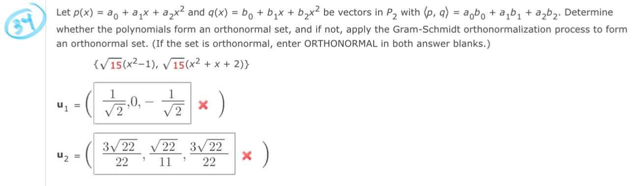Solved Let P X A0 A1x A2x2 And Q X B0 B1x B2x2 Be Vectors