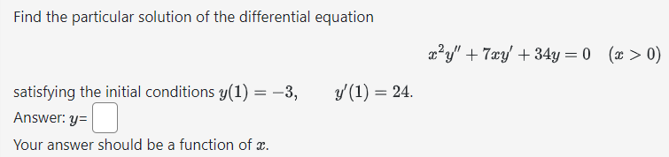 Solved Find the particular solution of the differential | Chegg.com