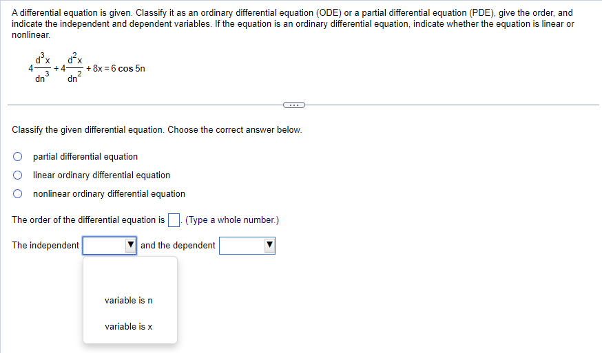Solved A differential equation is given. Classify it as an | Chegg.com