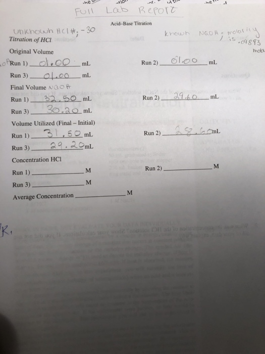 Solved .ne Fol\ Lab 13 erorz Acid-Base Titration unkhowh H. | Chegg.com
