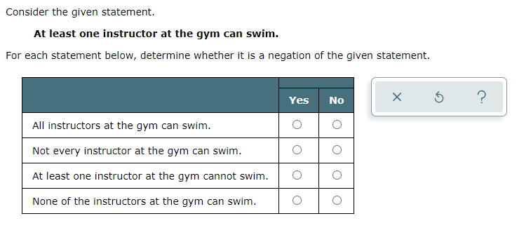 Solved Consider the given statement. At least one instructor | Chegg.com