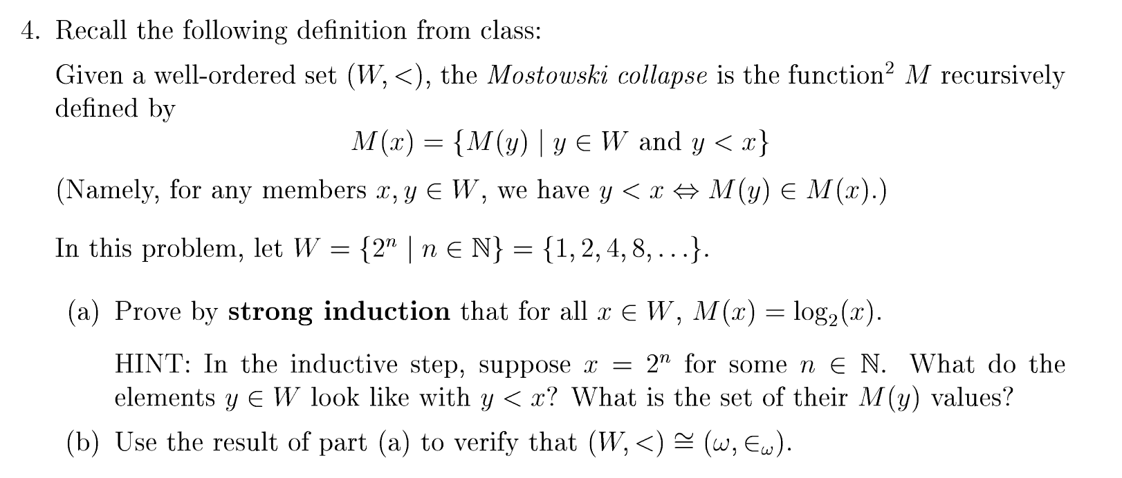 Solved 4. Recall the following definition from class: Given | Chegg.com