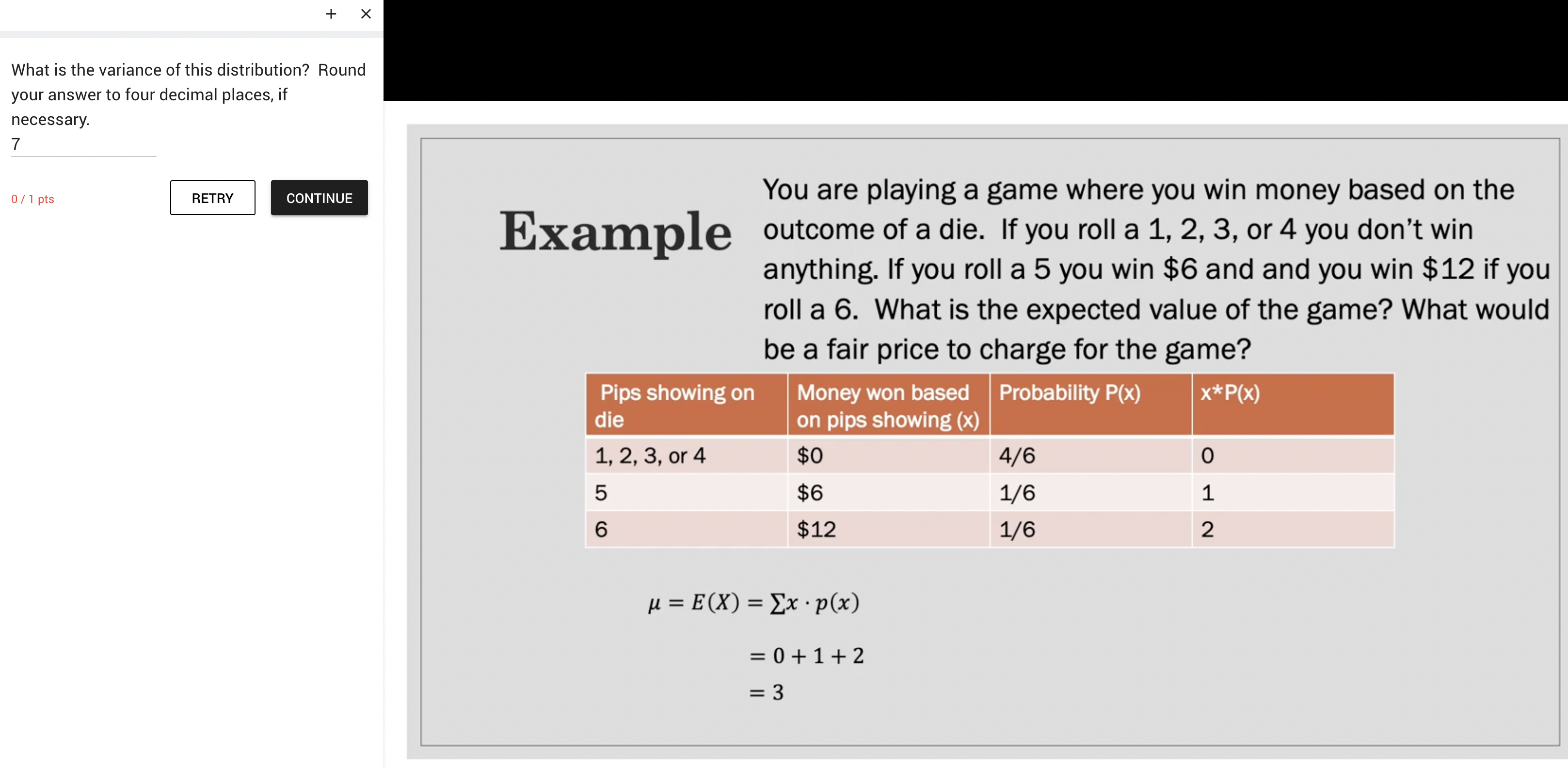 Solved What is the variance of this distribution? Round your | Chegg.com
