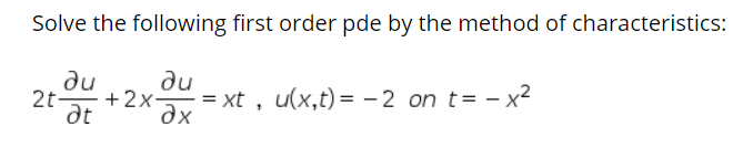 Solved Solve the following first order pde by the method of | Chegg.com