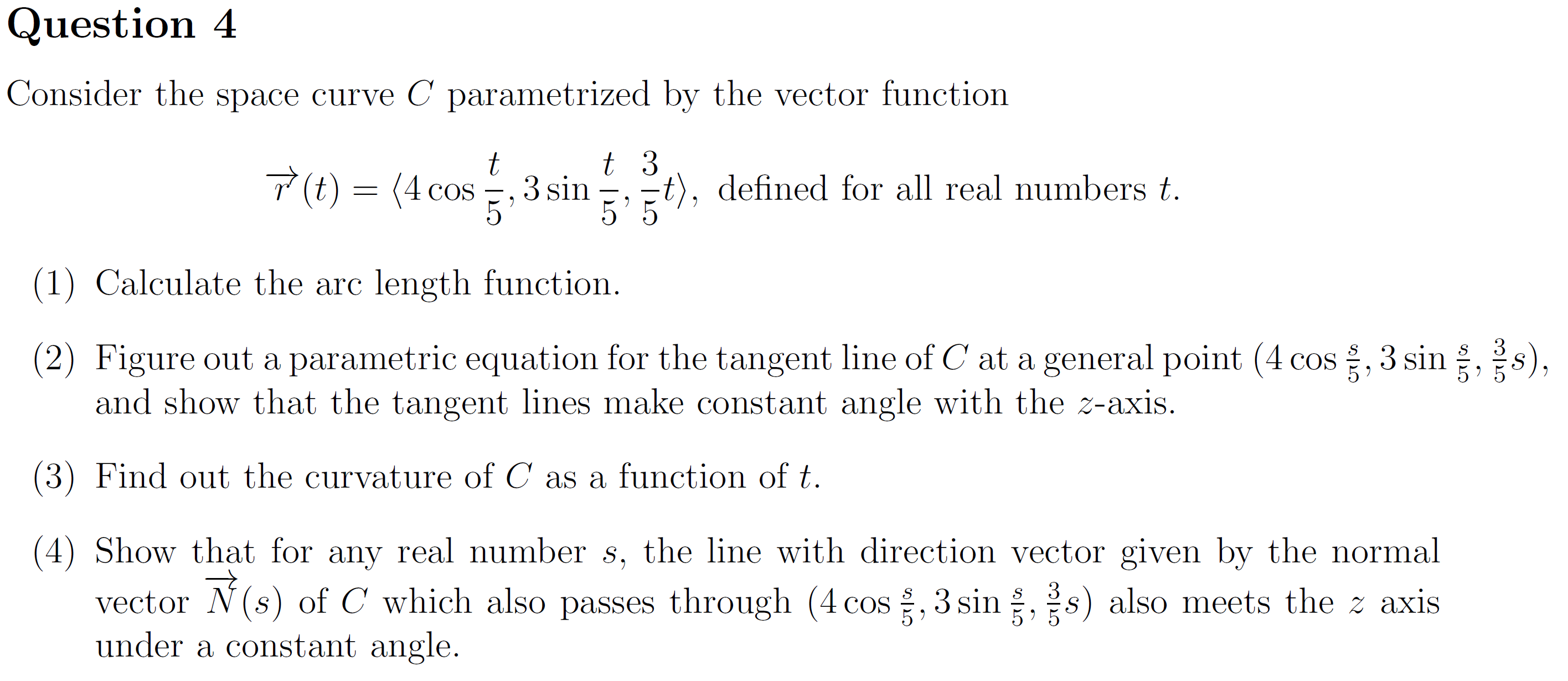 Solved Consider The Space Curve C Parametrized By The Vector