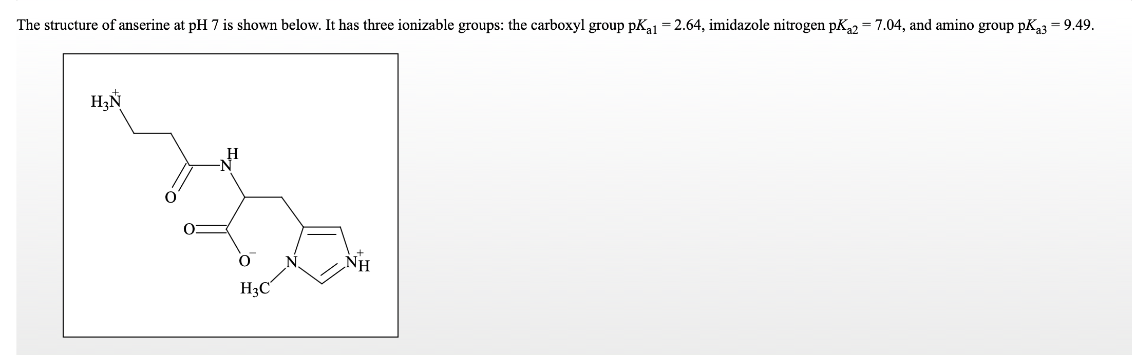 Solved The structure of anserine at pH 7 is shown below. It | Chegg.com