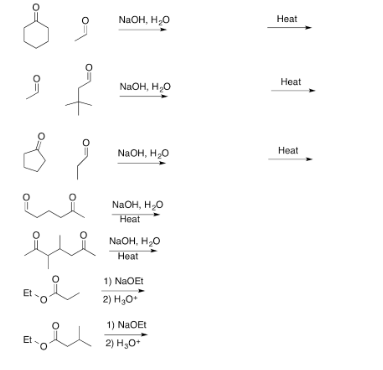 Solved 0 O NaOH, H2O Heat Heat NaOH, H2O 0 NaOH, H2O Heat 0 | Chegg.com