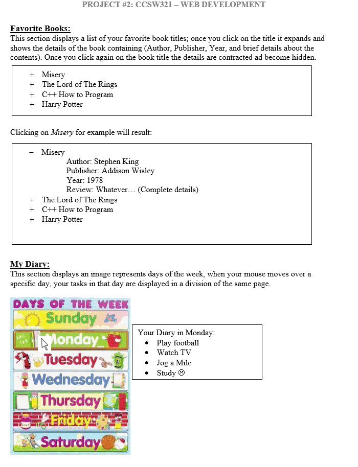 Solved PROJECT #2: CCSW321 - WEB DEVELOPMENT [CLO 2.1] [CLO | Chegg.com