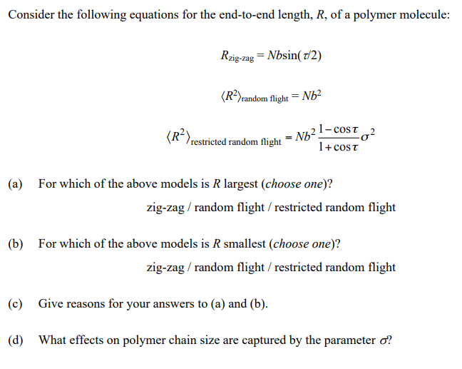 Solved Consider the following equations for the end-to-end | Chegg.com