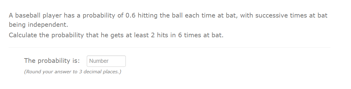 Solved A baseball player has a probability of 0.6 hitting | Chegg.com