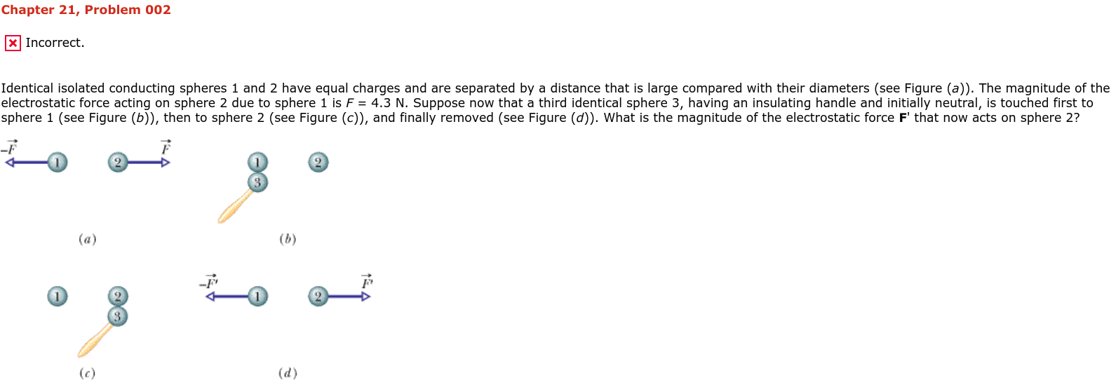 Solved Chapter 21, Problem 002 x] Incorrect. Identical | Chegg.com