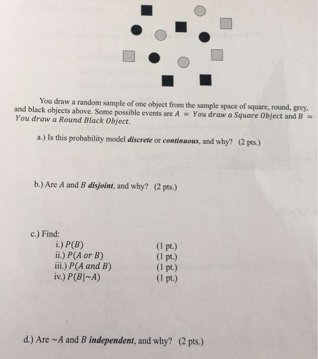 Solved You draw a random sample of one object from the | Chegg.com