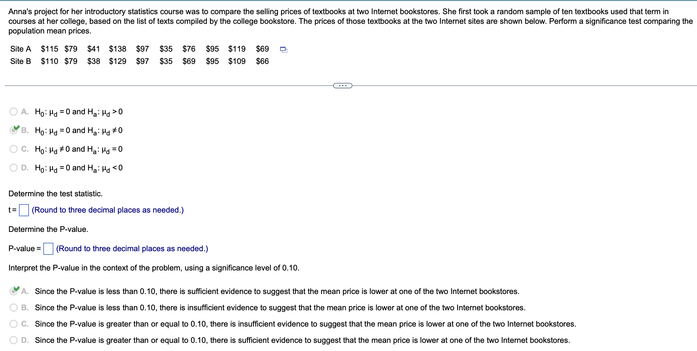 Solved Anna's project for her introductory statistics course | Chegg.com