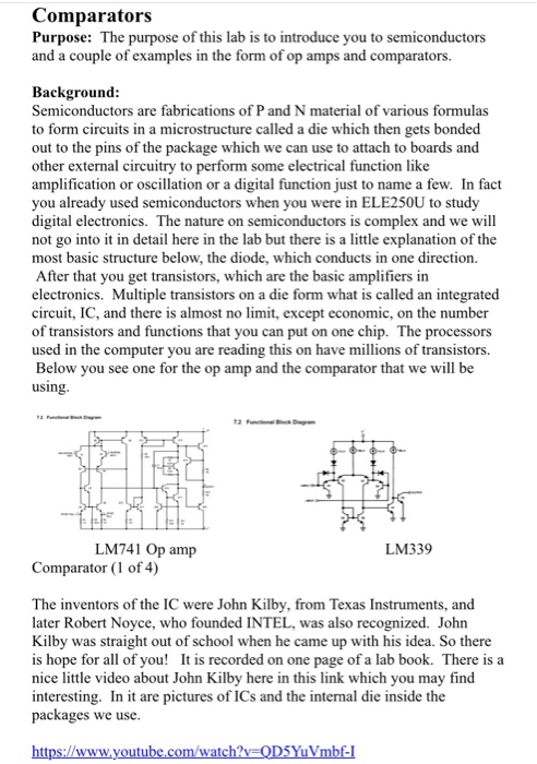 Solved Comparators Purpose: The purpose of this la and a | Chegg.com