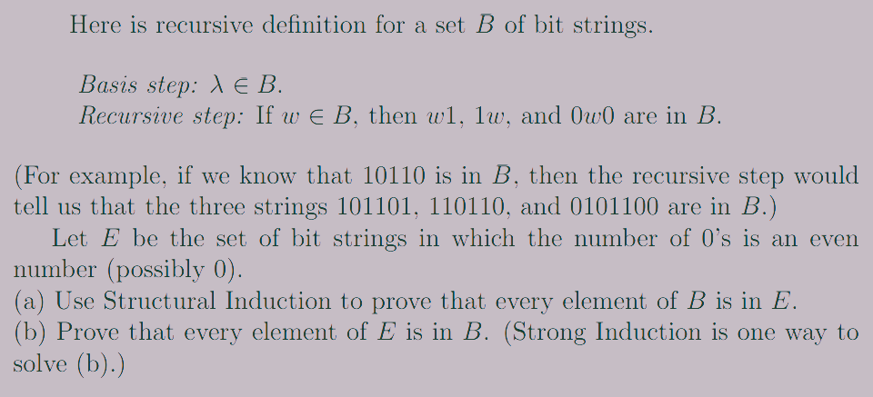 Here is recursive definition for a set B of bit | Chegg.com