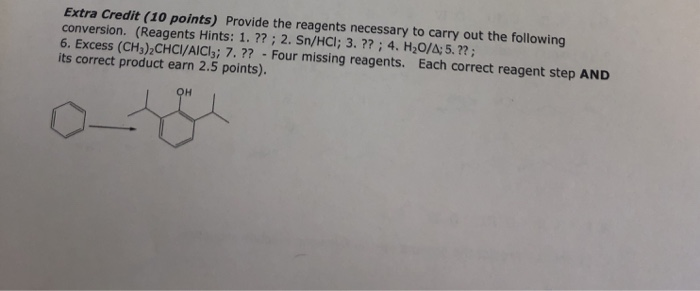 Solved Extra Credit (10 points) Provide the reagents | Chegg.com