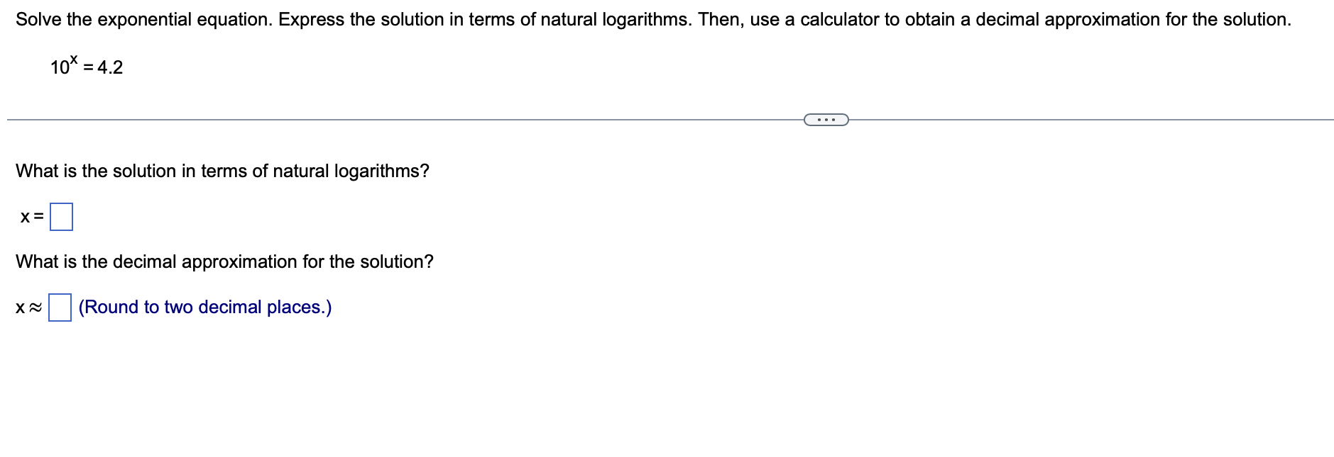 Solved Solve the exponential equation. Express the solution | Chegg.com