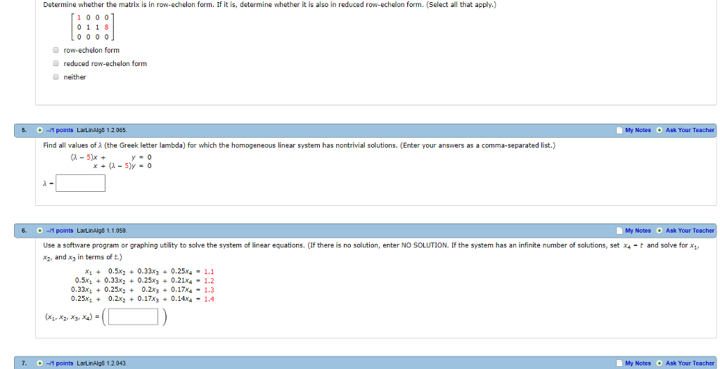 Solved Determine whether the matrix is in row-echelon form. | Chegg.com