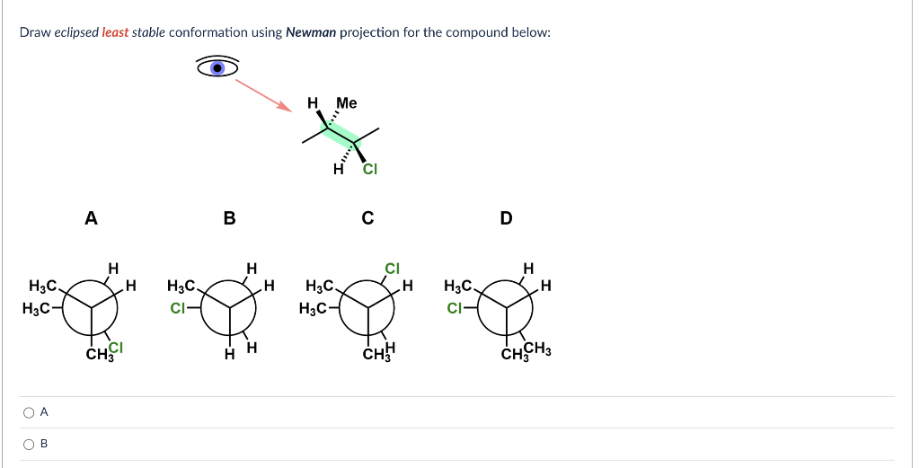 Solved Draw eclipsed least stable conformation using Newman | Chegg.com