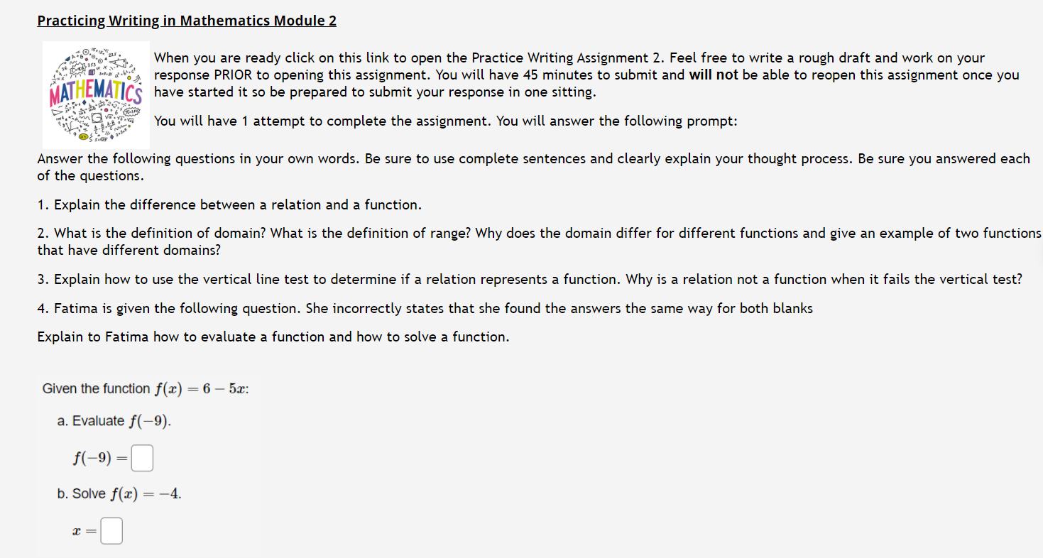 Solved Practicing Writing in Mathematics Module 2 When you | Chegg.com