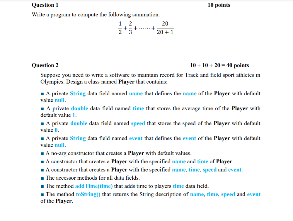 Solved 10 points Question 1 Write a program to compute the | Chegg.com