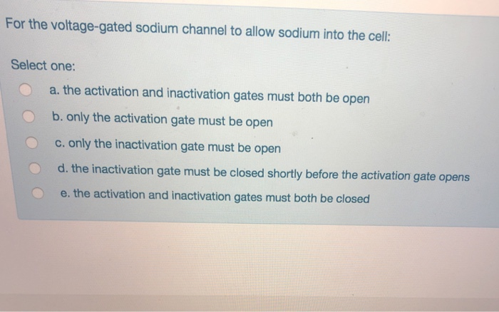 Solved For the voltage-gated sodium channel to allow sodium | Chegg.com