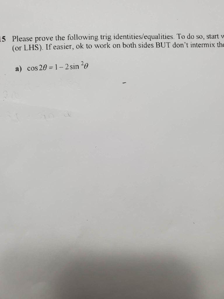 Solved 5 Please prove the following trig | Chegg.com