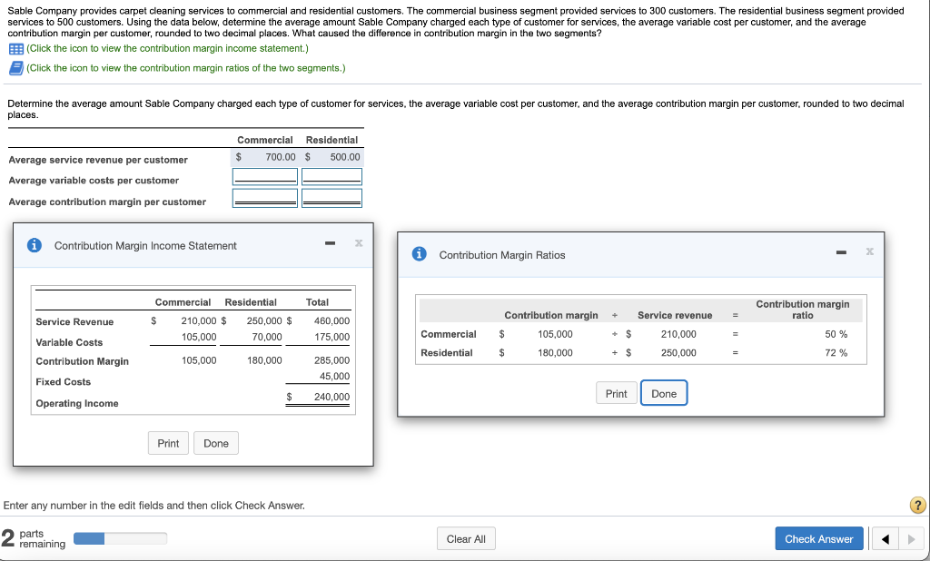 Solved Sable Company provides carpet cleaning services to | Chegg.com