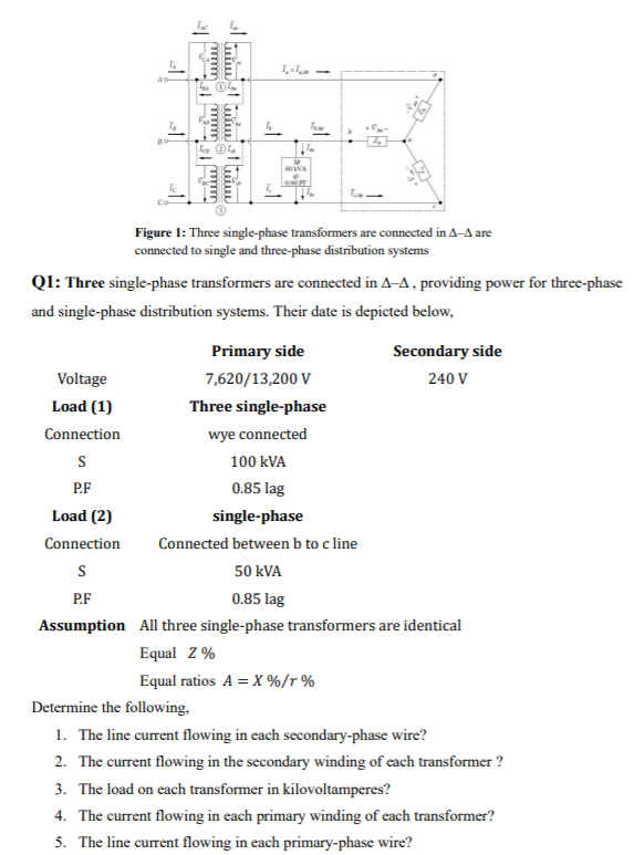 Solved 071 Figure 1 Three Single Phase Transformers Are